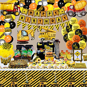 235 Pack Construction Birthday Party Supplies Dump Truck Construction Birthday Decorations Construction Party Plates Construction Birthday Tablecloth Cups Napkins Construction Foil Balloons Serves 20