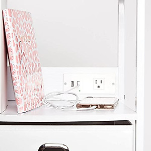 Dormify Storage Drawers Organizer on Wheels with Charging Station and USB Ports, Fabric Drawers for Clothes Storage Tower, Nightstand with Drawer Tower Organizer | Tall Skinny Dresser Closet | White