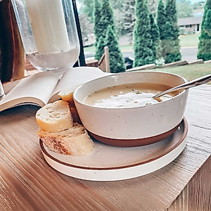 Mora Ceramic Flat Plates Set of 6-8 in - The Dessert, Salad, Appetizer, Small Lunch, etc Plate. Microwave, Oven, and Dishwasher Safe, Scratch Resistant. Kitchen Porcelain Dish - Vanilla White