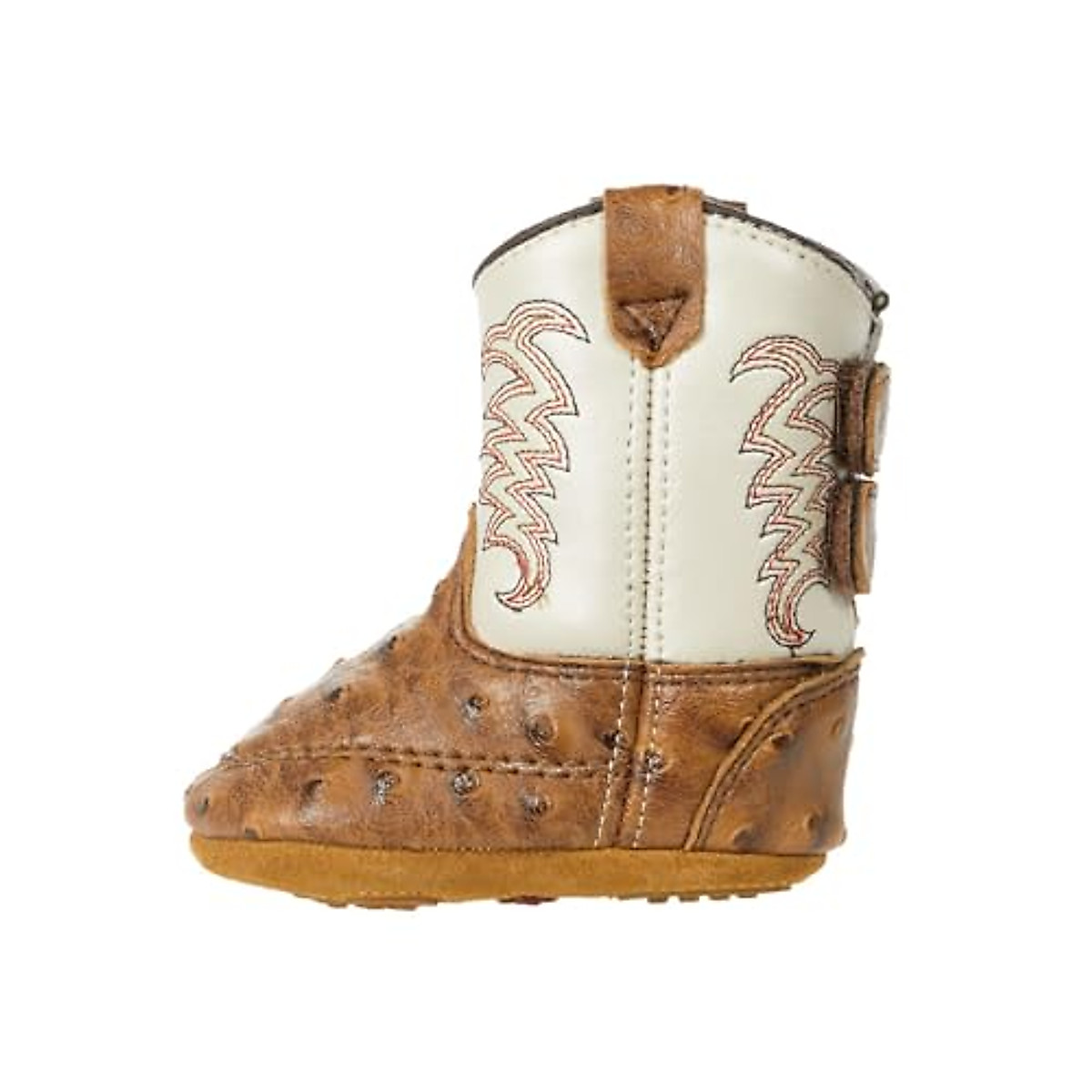 Old West Baby Boys Poppets Shoes Ankle Boot, Brown Ostrich Foot/White Shaft, 1 Infant