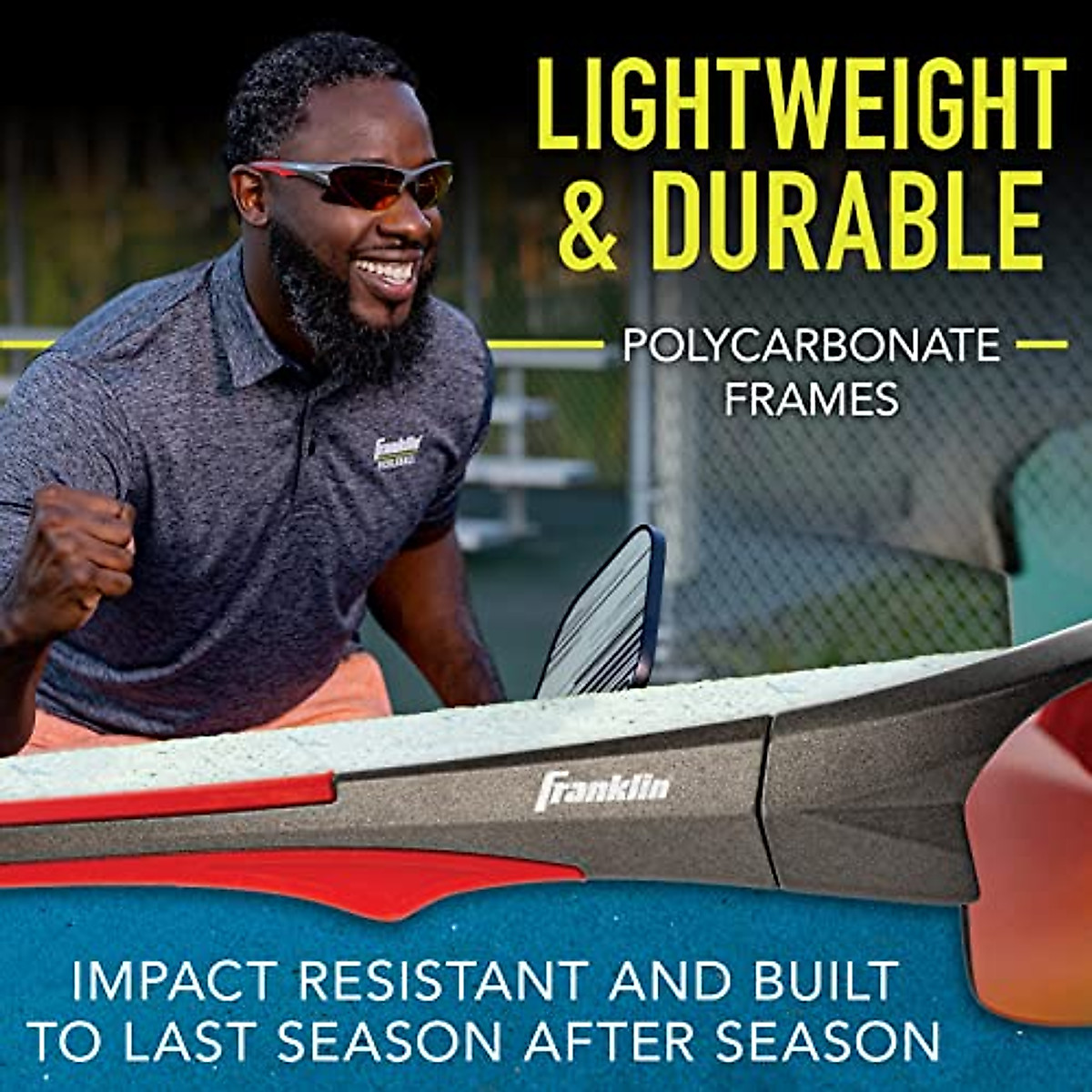 Franklin Sports Pickleball Sunglasses - All Sport UV Glasses for Tennis, Pickleball, Cycling, Rowing + More - Athletic Shades with Headband + Carry Bag, Red