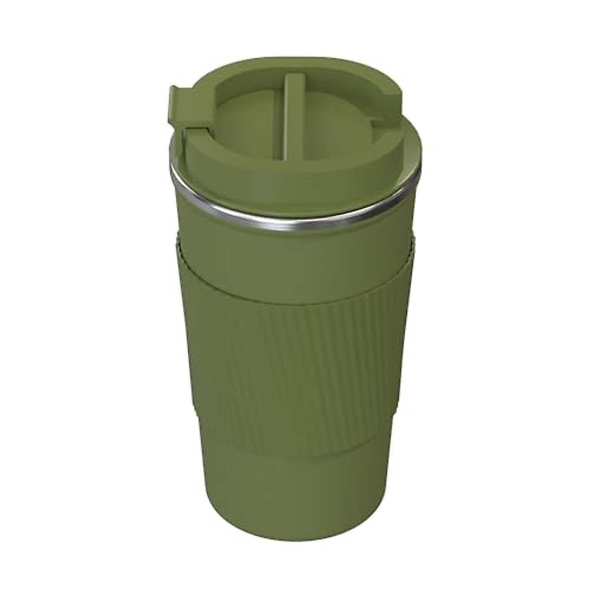 OUTDOORS PROFESSIONAL OUTD9454 Stainless Steel Double-Walled Vacuum-Insulated Coffee Cup with Spillproof Lid (17.2 Oz.; Olive Green)
