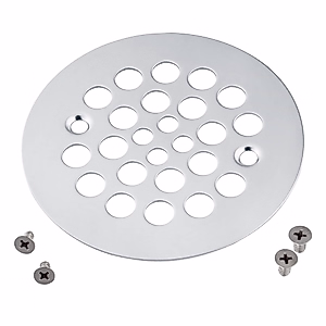 Artiwell 4-1/4“ Shower Strainer Drain Trim Set, Screw-in Shower Strainer Drain Cover, Plastic-Oddities Style Replacement Strainer Grid,Machine & Self-Tapping Screws Included (Chrome Plated)