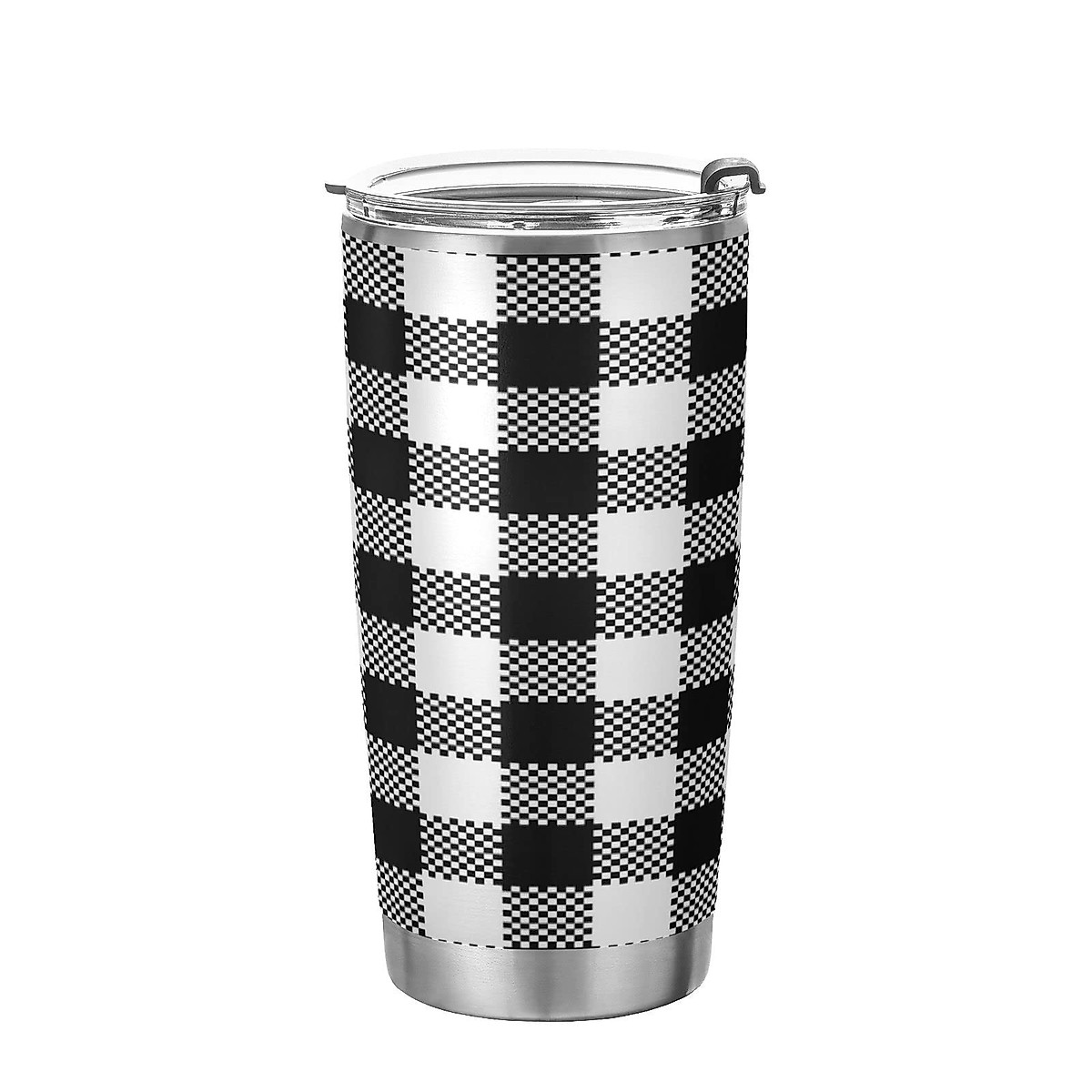 foixnub Black Gingham Tablecloth 20oz Tumbler Insulated Coffee Cup Wine Tumbler Stainless Steel Reusable Water Bottle Double Walled Travel Mug Thermal Cup for Hot Cold Drinks