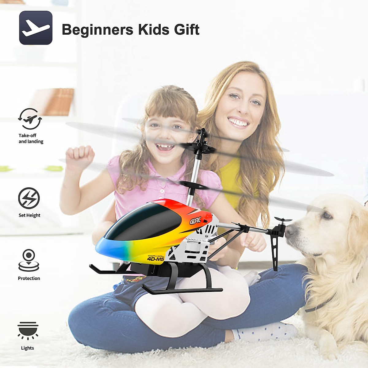 DRONEEYE M5 Remote Control Helicopter for Kids,Altitude Hold 2.4GHz RC Aircraft with Gyro for Beginner Hobby Toys,30 Min Play,Indoor Flying with 3.5 Channel,LED Light,High,Low Speed