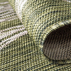 Unique Loom Collection Botanical, Coastal, Leaves, Indoor and Outdoor Area Rug, 8 ft x 11 ft 4 in, Green/Ivory