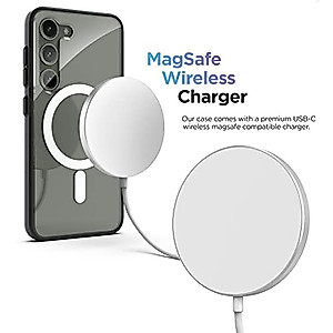 Encased Magnetic Case with Wireless Charger Included - for Samsung Galaxy S23 Plus - Compatible with MagSafe Accessories (Clear/Black)