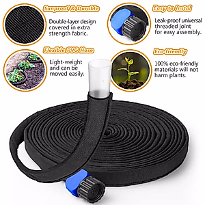 LAVEVE Soaker Hoses for Garden 100 FT (50 FT x 2Pack), Heavy Duty Drip Irrigation Hose Save 80% Water, Leakproof Double Layer Sprinkler Hose Black Water Hose for Watering System Garden Beds Vegetable