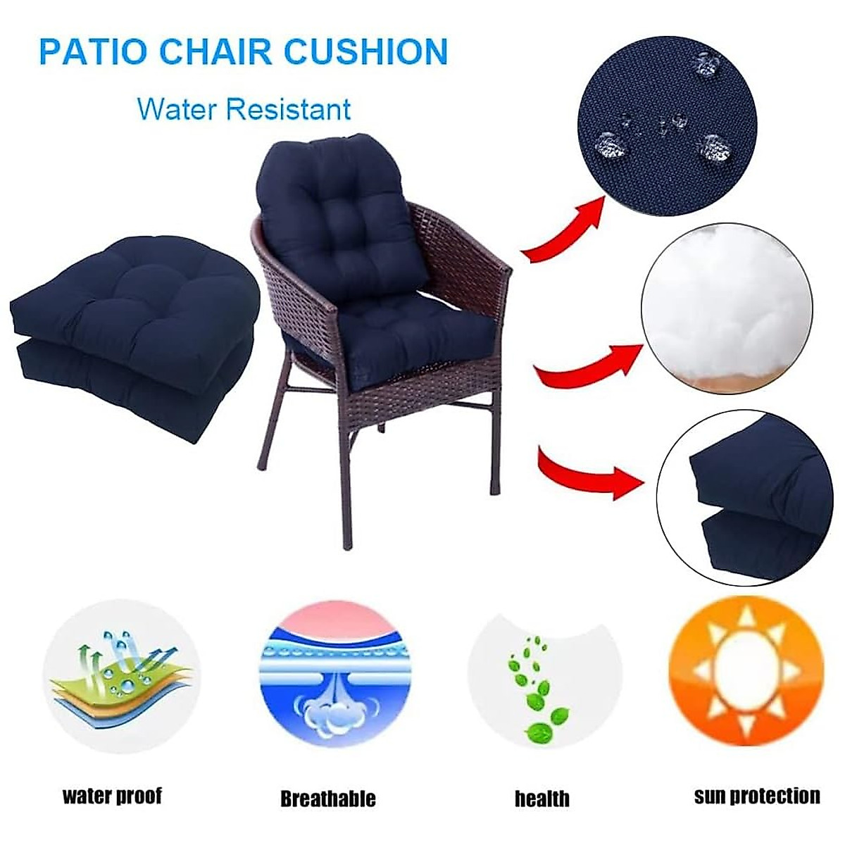 CFMYTX Outdoor/Indoor 19"x19" Chair Cushions Set of 2, Waterproof All Weather U-Shape Seat Pads Decoration for Patio Garden Furniture Home Office(Purple)