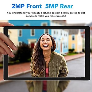 10.1 Inch Tablet for Android 12, 2 in 1 Tablet with Earphones Keyboard Mouse, 5G WiFi 6GB RAM, 128GB ROM, 20+50MP Dual Camera, High Performance Deca Core CPU (US Plug)