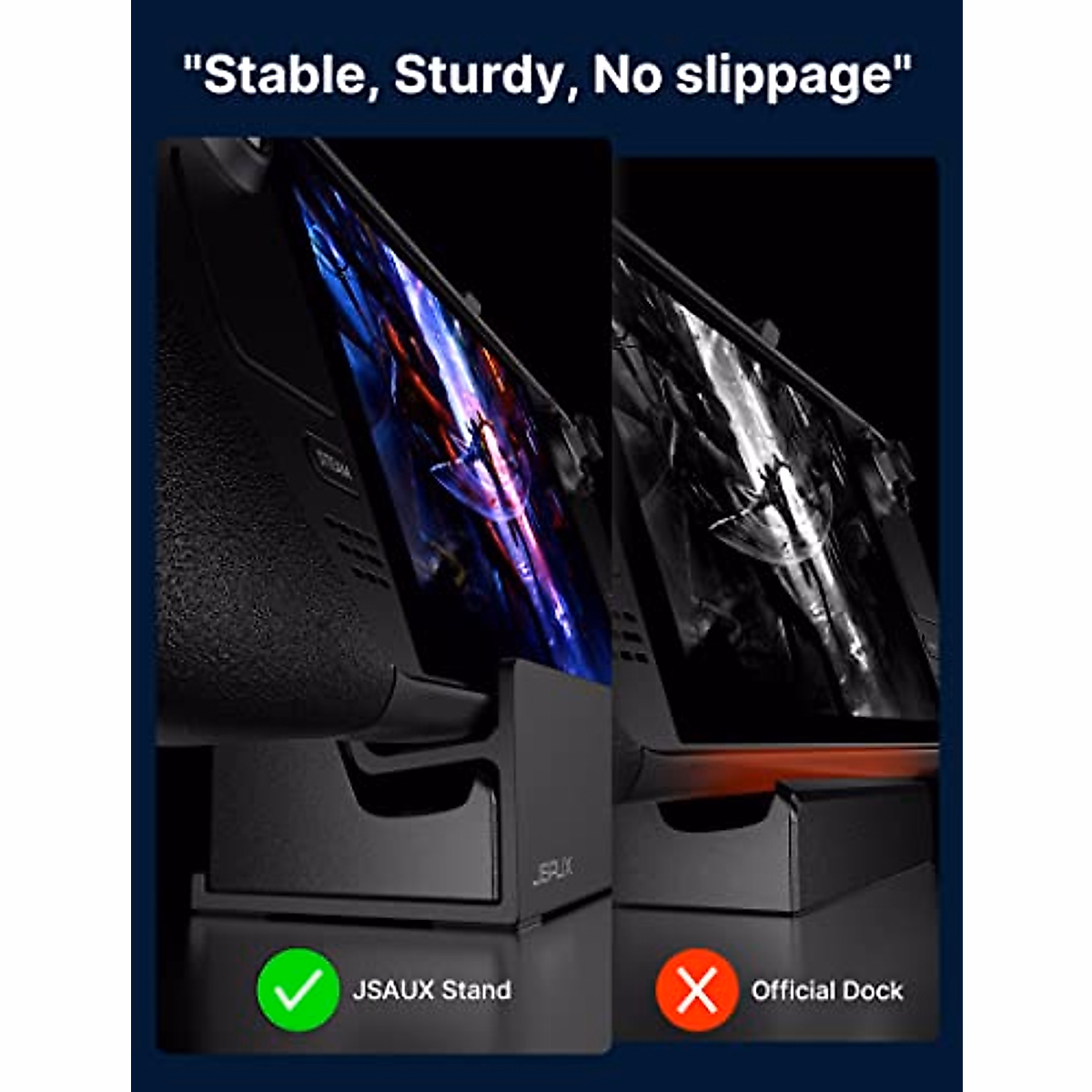 JSAUX Stand for Official Steam Deck Dock and Steam Deck/ROG Ally with Case, Frosted Aluminum Alloy Playstand for Steam Deck, Anti-Slip Holder for Valve Steam Deck/ASUS ROG Ally