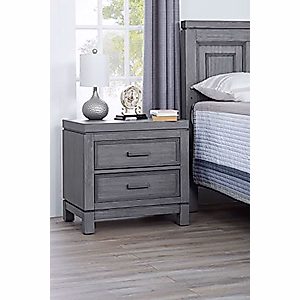 Soho Baby 40022520 Manchester Premium Soft Closing 2-Drawer Nightstand, Wire Brush Rustic Gray Finish
