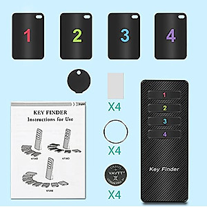 Key Finder, Stick on TV Remote Control Finder | Find My Keys Device, 4 Pack Wireless Car Key Finders That Make Noise | 115ft Range 85dB RF Key Tracker, Phone/Wallet Finder with 4 Item Locator Tags