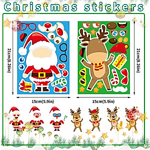 JASHIAGE Christmas Stickers for Kids - 24 Sheets DIY Santa Snowman Reindeer Holiday Decals, Party Game Stickers, Perfect for Crafting, Gift Decorating, School Activities