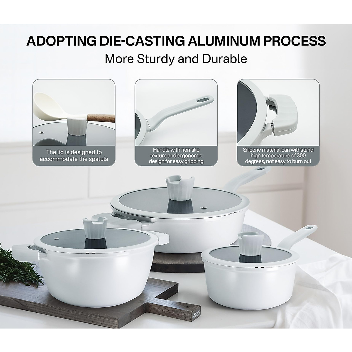 Innerwell Pots and Pans Set Nonstick - 6 Pcs Cookware Set with Detachable Handle, Nonstick Ceramic Coating Deep Frying Pan & Saucepan & Stockpot, Dishwasher & Oven Safe, Suitable for All Stovetops