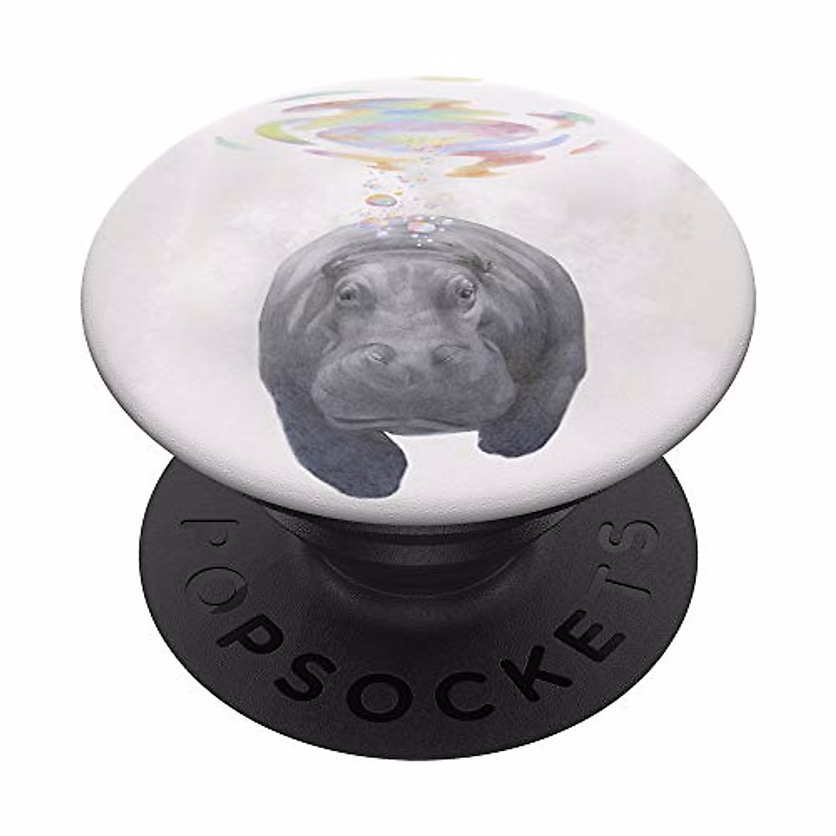 Funny Hippo with rainbow art PopSockets PopGrip: Swappable Grip for Phones & Tablets