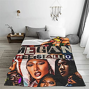 RobertDTesta Stylish Throw Lightweight Blanket 50''x40'' Summer Quilt Micro Fleece Blanket Flannel Throw Blanket Thee Stallion Megan Throw Blanket for Bed, Black