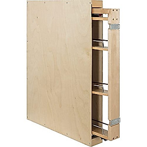 Hardware Resources 3" Dead-Space Base Cabinet Filler Pullout with No Wiggle Technology to Eliminate Rocking and Sagging. End-of-Cabinet Filler Space pullout White Birch