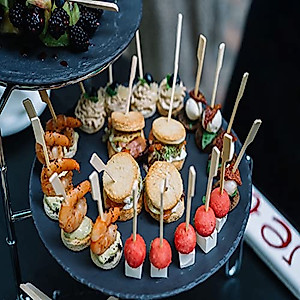 6” inch 100pcs Bamboo Wood Paddle Picks Skewers Toothpicks for Cocktail，Appetizers，Fruit，Sandwich， Snacks, Package of 100 Wooden Paddle Pick Skewer,Party Forks