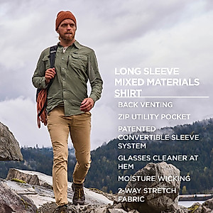 ATG by Wrangler Men's Long Sleeve Mixed Material Shirt, Vintage Indigo, Large