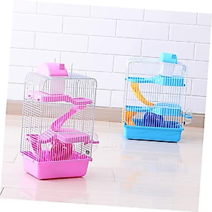 POPETPOP Plastic Pulley Hamster Cage Chinchilla Cage Villa Cage for Small Pets Pet Cage Small Animals Guinea Pig Travel Kitchen Utensils Heighten Pink Pet House Reptile Water Dispenser