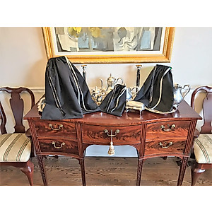 TarnishSTOP, USA Made, 13"x10”, Luxury Anti-Tarnish Cloth Bag for Silver Storage, Silverplate, Sterling, Flatware, Jewelry - Keep Polished Silver Gleaming - Highest Quality & Rich Tuxedo BLACK Design