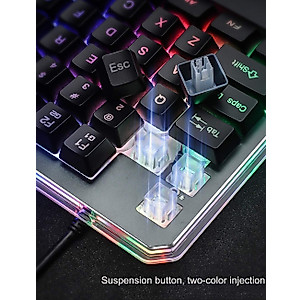 HiGOGO G40 Wired 35 Keys One-Handed Gaming Keypad Rainbow LED Backlight with Large Wrist Pad Membrane Keyboard (Sliver)