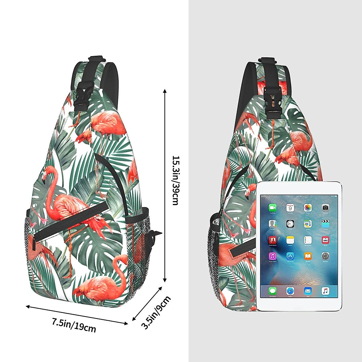 Docsckus Unisex Waterproof Sling Bag Casual Crossbody Shoulder Backpack Chest Daypack for Men Women Travel Sport Hiking Gym Flamingo