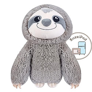 SuzziPad Microwavable Stuffed Animal, Heated Sloth Plush for Anxiety, Bedtime, Cuddle & Companion, Soreness & Stress Relief, Warmer Plueshies, Microwave Heating Pad, Gifts for Women, Gray