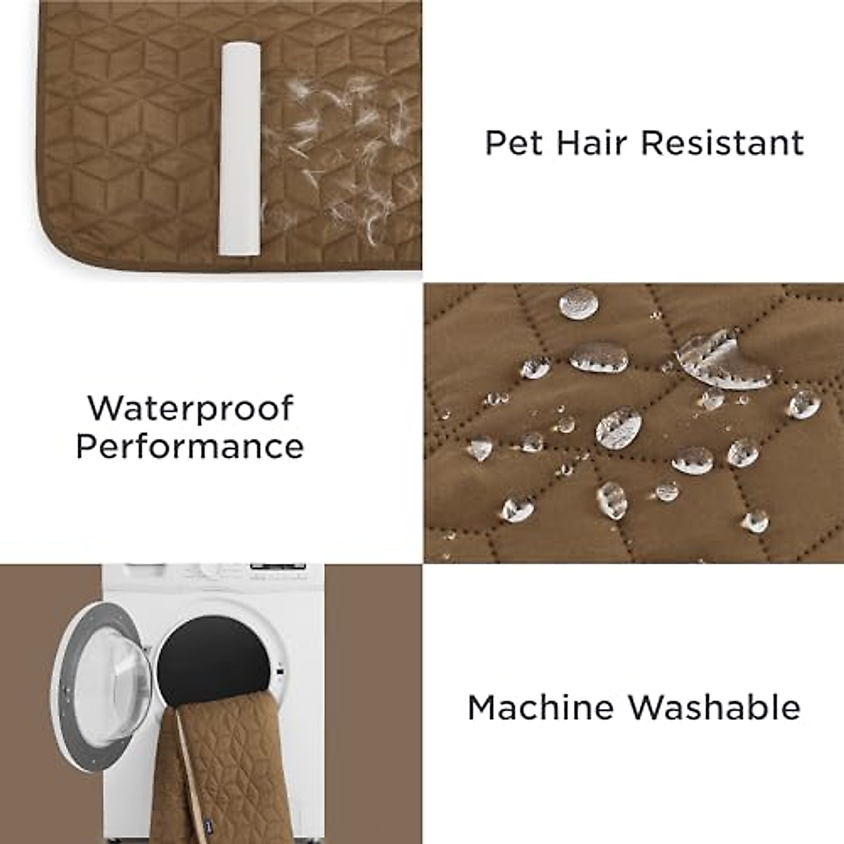 Bedsure 100% Waterproof Bed Cover for Dogs Washable - Non Slip Waterproof Dog Blanket for Bed, Lightweight Furniture Protector Durable for Pet Cat Puppy with Non-Slip Bottom, Brown, 68x82IN