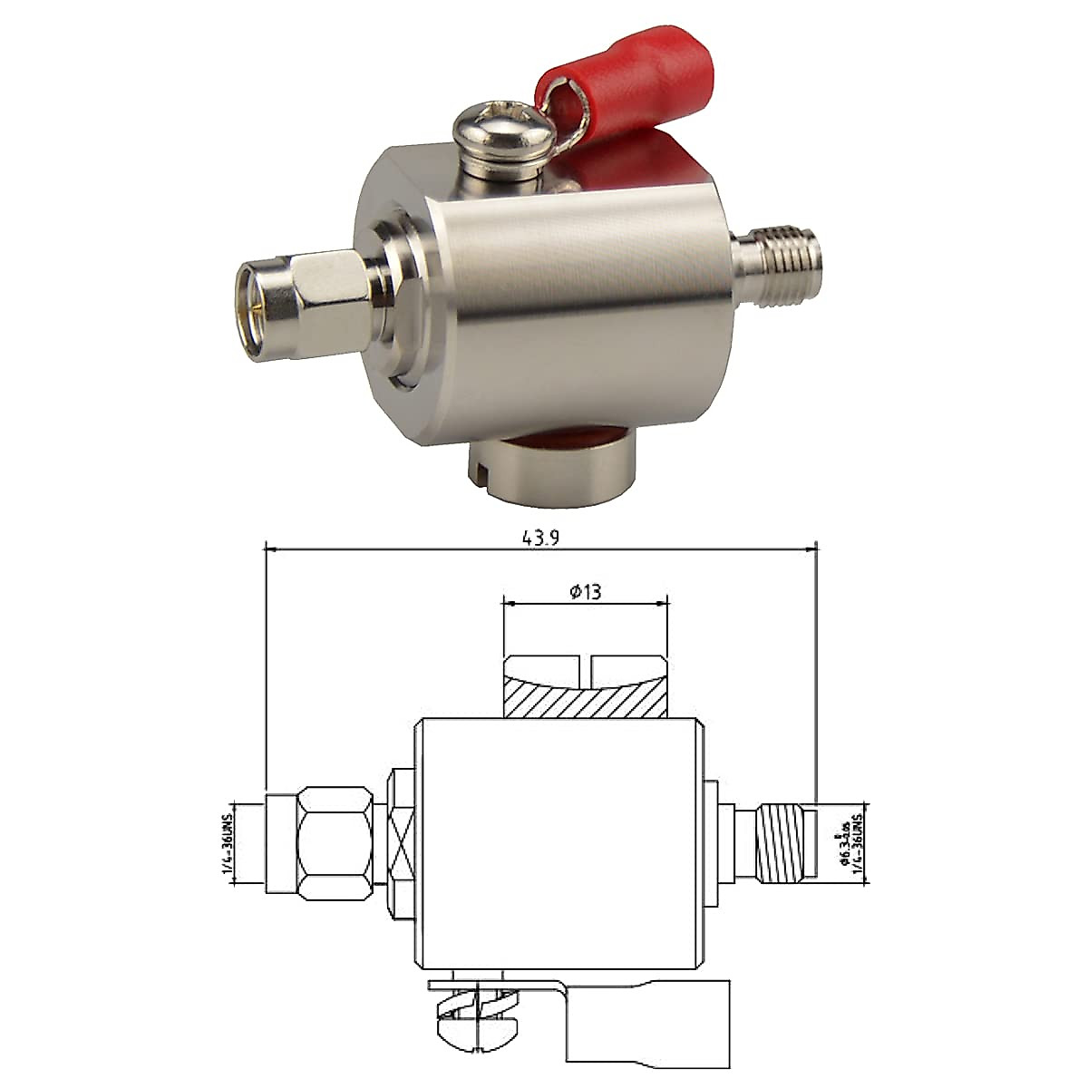 SMA Lightning Arrestor SMA Surge Protector with SMA Male to SMA Female Connector 0-6GHz with Replaceable Gas Tube Element 90V