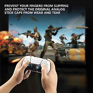 6PCS PS5 Silicone Thumb Cap, Non-Slip Silicone Analog Joystick Thumb Stick Grip Cap for PS2, PS3, PS4, PS5, Xbox One, Xbox Series X/S, Xbox 360, Switch Pro, Wii U Game Controller (Black Blue)