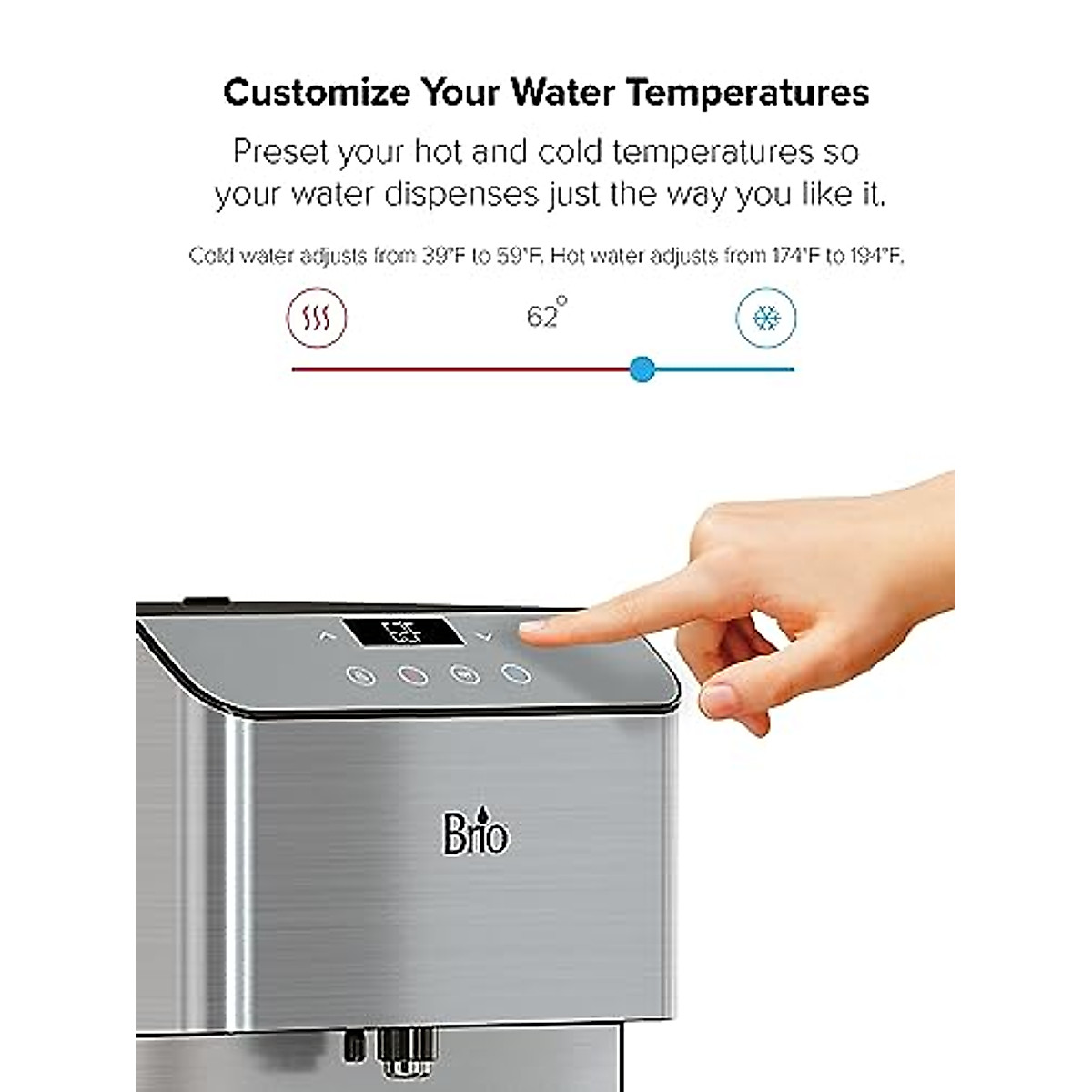 Brio Moderna Self Cleaning Bottleless Water Cooler Dispenser with Filtration – Adjustable Temperature – Digital Clock – LED Nightlight – Tri Temp Hot, Cold, and Room