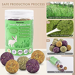 Bissap Bunny Chew Toys 15PCS, 100% Natural Flowers Flavored Timothy Hay Balls Rabbit Chew Treats for Hamster Guinea Pigs Rats Chinchillas Gerbils and Other Small Animals Teeth Care