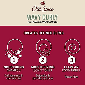 Old Spice Shampoo, Conditioner and Leave-in Conditioner Set for Men, Wavy Curly Hair Regimen Bundle