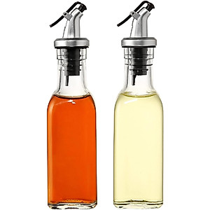 Juvale Set of 2, Oil and Vinegar Cruet Dispenser Set, Glass Bottles for Olive Oil, Small Oil Dispenser for Kitchen, 150 ml Each