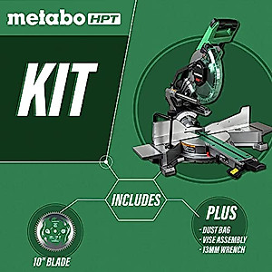 Metabo HPT Sliding Compound Miter Saw | 10-Inch Blade | Double Bevel | Laser Marker | 15-Amp Motor | 5 Year Warranty | C10FSHCT