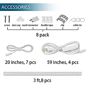 Barrina T5 Grow Lights, Full Spectrum LED Grow Lights for Indoor Plants, 3ft 128W (8 x 16W, 800W Equivalent), Grow Lights for Seed Starting, Greenhouse, Plug and Play, Pinkish White, 8-Pack