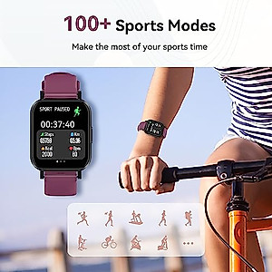 MAXTOP Smart Watch for Women Men,1.69" Touch Screen Fitness Tracker for iPhone Android Phone IP68 Waterproof,Finess Watch with Step Calorie Counter Sleep Monitoring Pedometer Watches, T11 Pro+ Purple