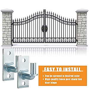 Dunzy Wall Mount Gate Hinges Wall Plate Hinges Heavy Duty Gate with 5/8 Hinge Pin Outdoor Chain Link Fence, Screws Not Included(4 Pcs)