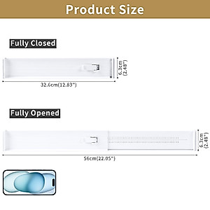 Easortm Drawer Dividers for Clothes - 8 Pack Adjustable Dresser Drawer Divider 2.48" High, 12.8-22.05" Tall Drawer Dividers Organizer for Dresser Bedroom Bathroom Kitchen Office Drawer（White）