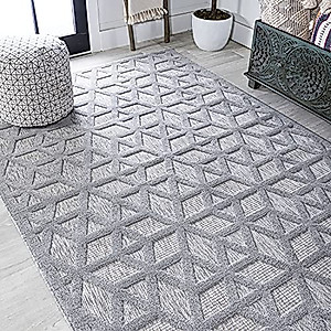 JONATHAN Y IBZ102C-8 Talaia Neutral Geometric Indoor Outdoor Area-Rug Bohemian Geometric Easy-Cleaning Bedroom Kitchen Backyard Patio Porch Non Shedding, 8 X 10, Light Gray
