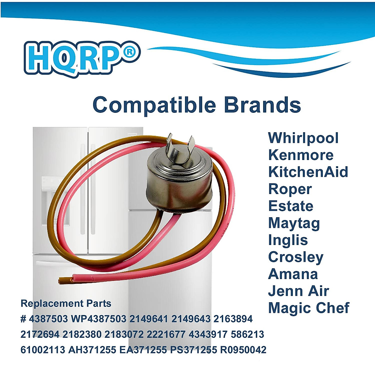 HQRP Bimetal Refrigerator Defrost Thermostat Replacement Compatible with Whirlpool/Kenmore 4387503 WP4387503 4343917 PS11742474 PS371255 2149641 2149643 2163894 2172694 61002113 AP6009317
