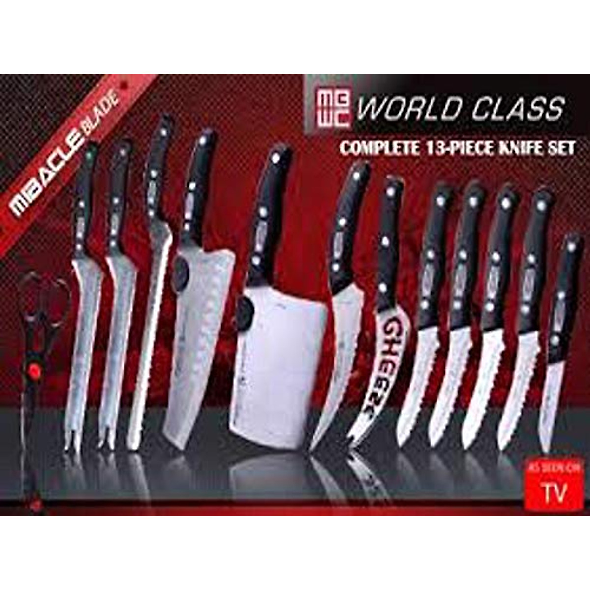 Miracle Blade IV World Class Professional Series 13 Piece Chef's Knife Collection - Ergonomic and Versatile Flash Forged Blades
