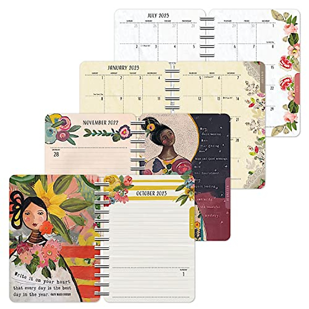 Kelly Rae Roberts 2022-2023 Weekly Planner: Self-Compassion | On-the-Go 17-Month Calendar (Aug 2022 - Dec 2023) | Compact 5" x 7" | Flexible Cover, Wire-O Binding, Elastic Closure, Inner Pocket