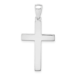 Solid 14k White Gold Cross Pendant Charm 24mm