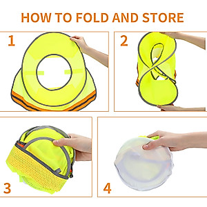 Hard Hat Sun Shade High Visibility Reflective Hard Hat Visor Full Brim Mesh Neck Sunshade Fits Both Cap Hardhats for Outdoor Activities, Neon Yellow (10 Pcs)