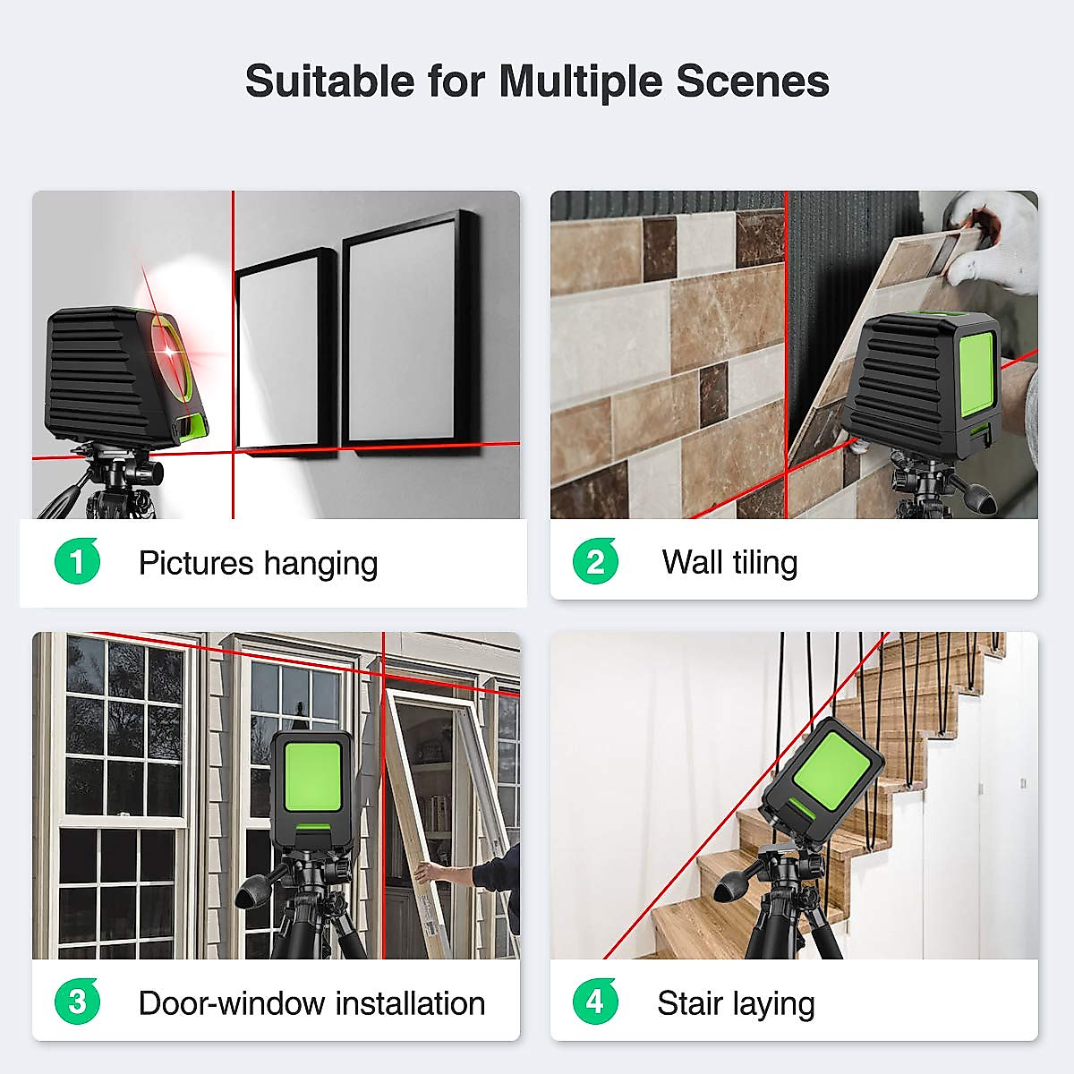 Laser Level, Huepar Box-1R 150 feet Red Cross Line Laser leveler, Self Leveling 150° Vertical Selectable Laser Lines with Pulse Mode, 360°Magnetic Base and Battery Included