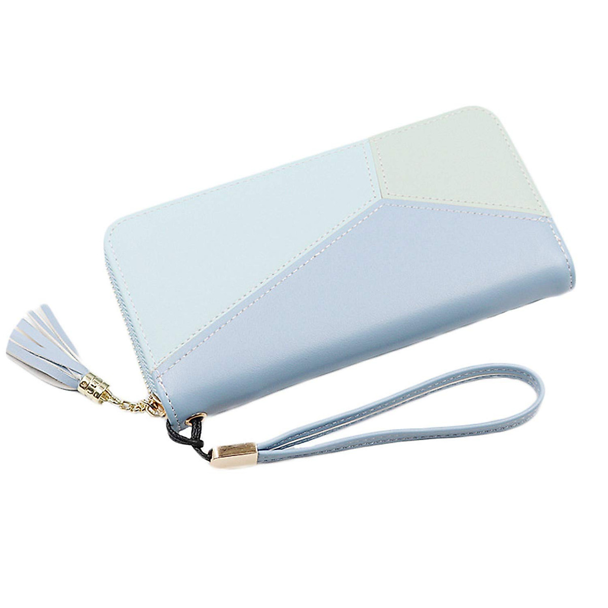 Women Multi-card Clutch PU Leather Long Wallet Zip Around Wristlet Wallets with Multiple Card Slots and Roomy Compartment (blue)