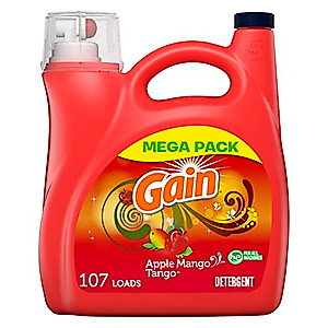 Gain + Aroma Boost Liquid Laundry Detergent, Apple Mango Tango Scent, 107 Loads, 154 fl oz, HE Compatible